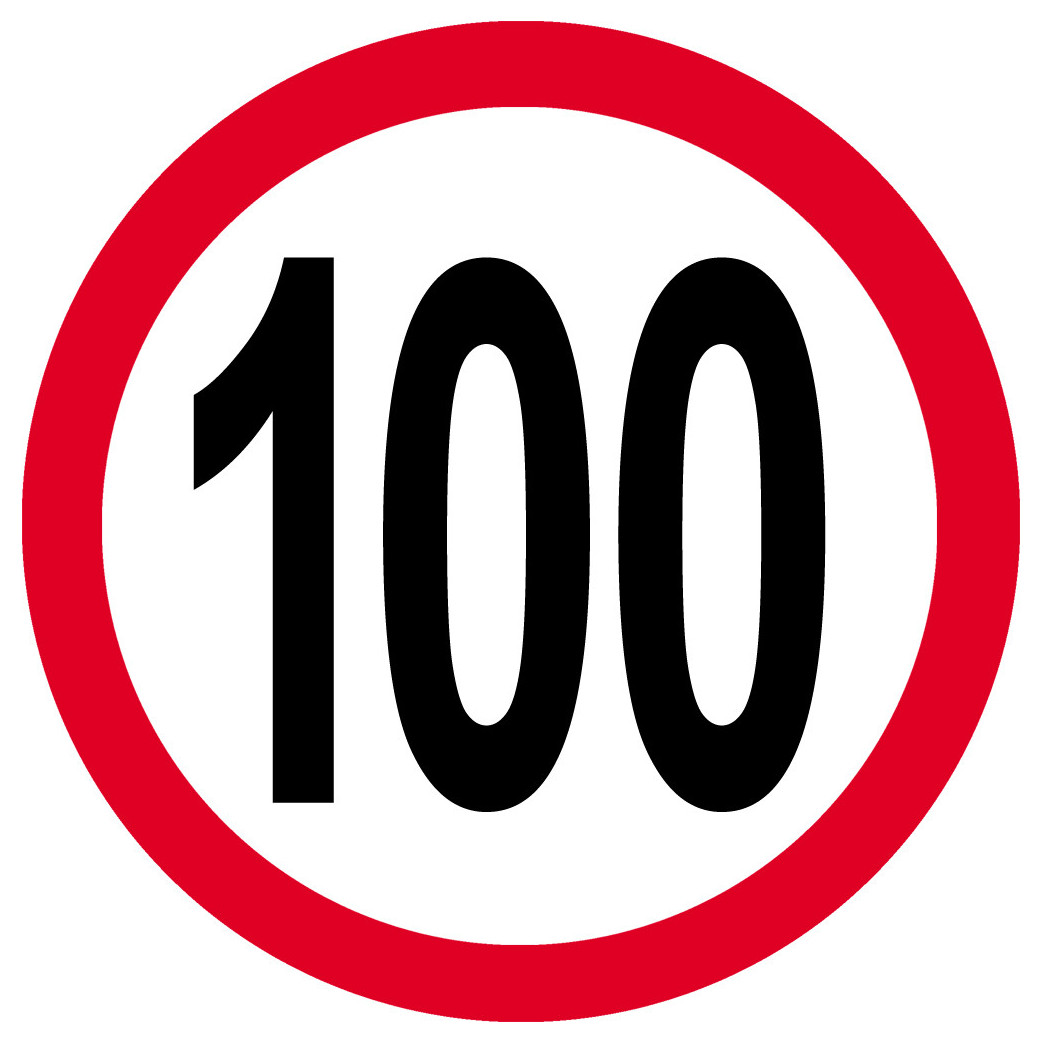 Disque de vitesse 100km/h rouge - 20cm - Sticker/autocollant
