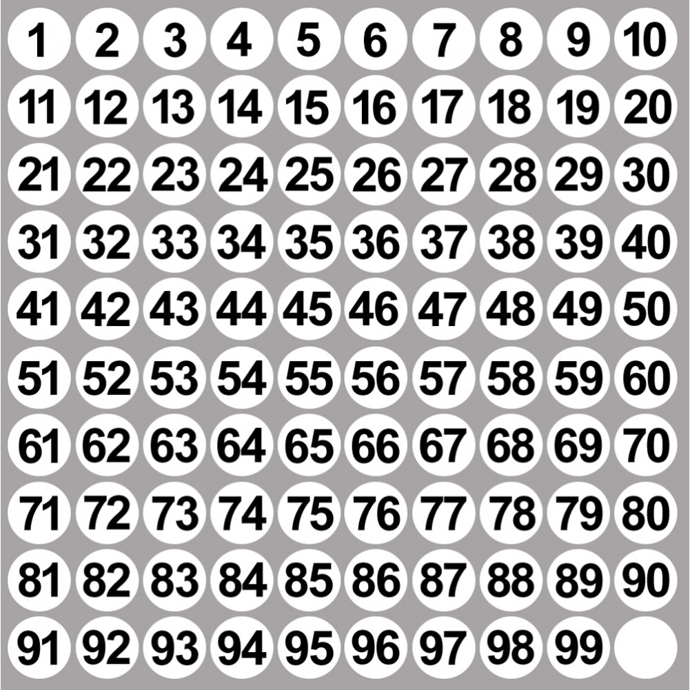 stickers et autocollants de Numérotation générale