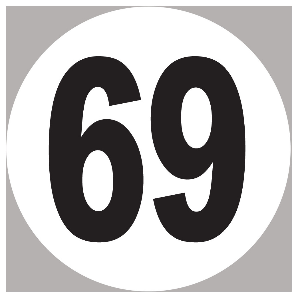 numéro 69 - 10x10cm - Sticker/autocollant