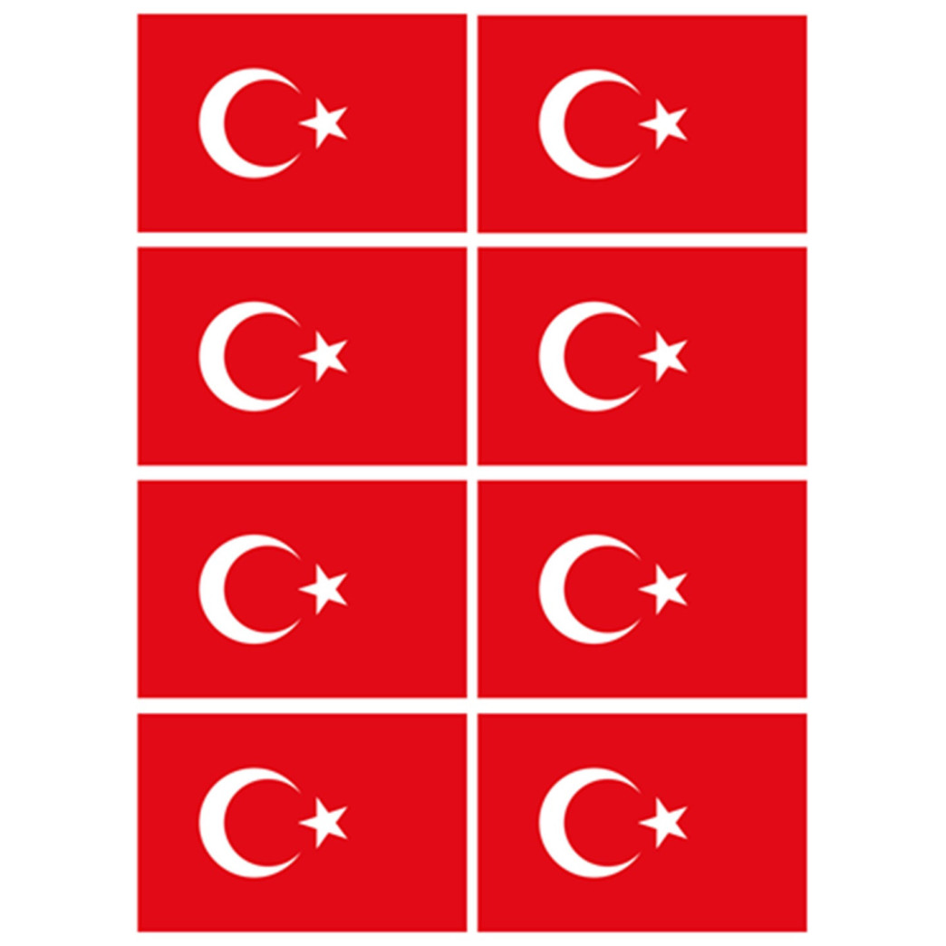 Drapeau Turquie (8 fois 9.5x6.3cm) - Sticker/autocollant